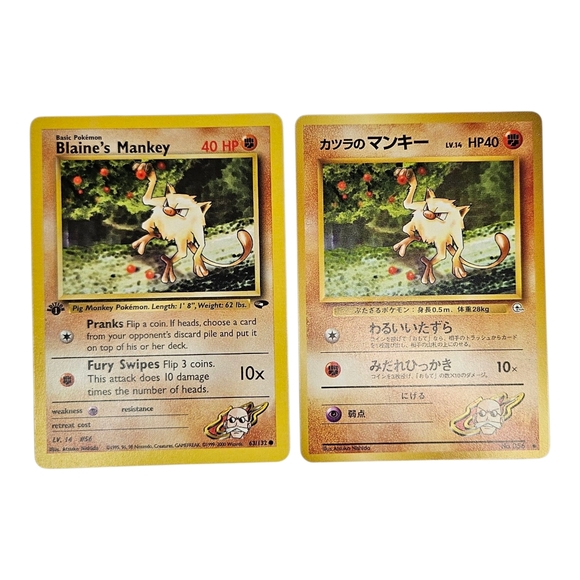 Pokemon | Games | Pokemon Blaines Mankey Card Set Yellow And Red | Poshmark